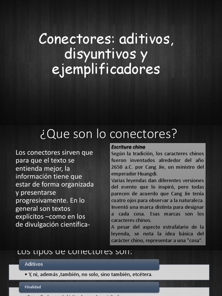 Conectores Aditivos Disyuntivos y Ejemplificadores | PDF