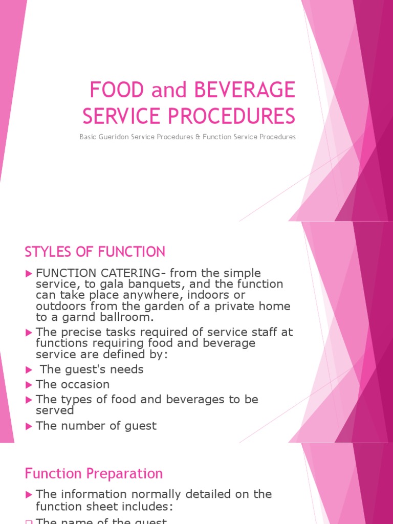 Food and Beverage Service Procedures | PDF | Hors D'oeuvre | Foodservice