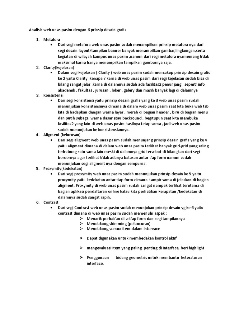 Analisis Web Unas Pasim Dengan 6 Prinsip Desain Grafis | PDF