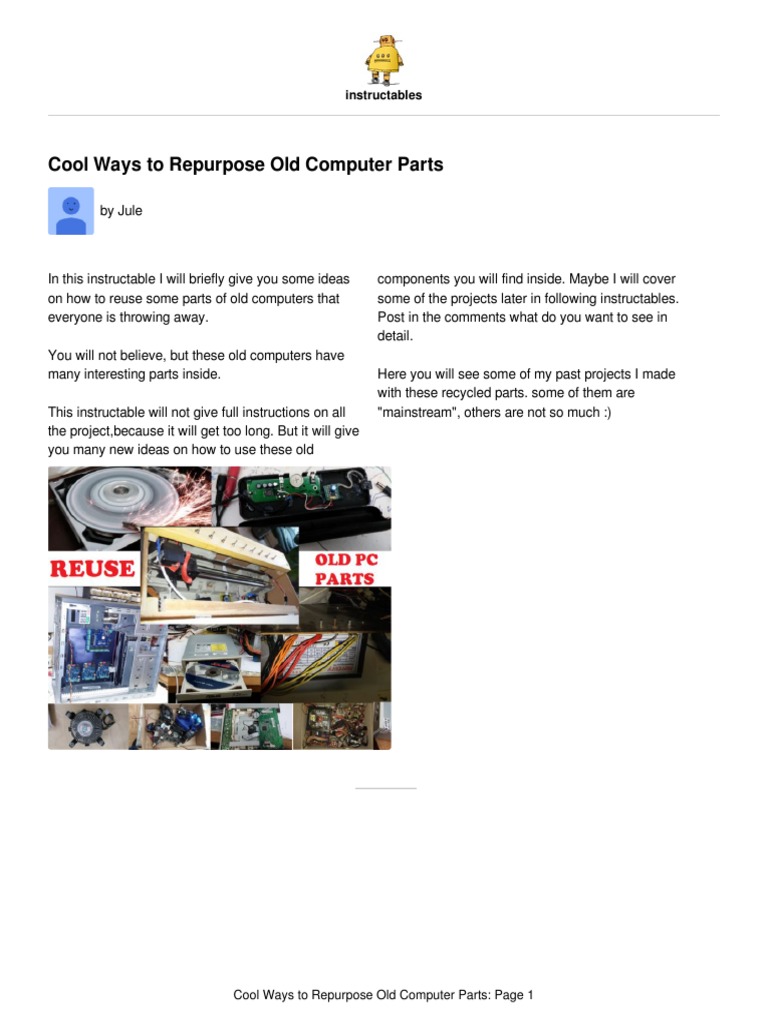 Cool Ways To Repurpose Old Computer Parts | PDF | Electrical Connector ...