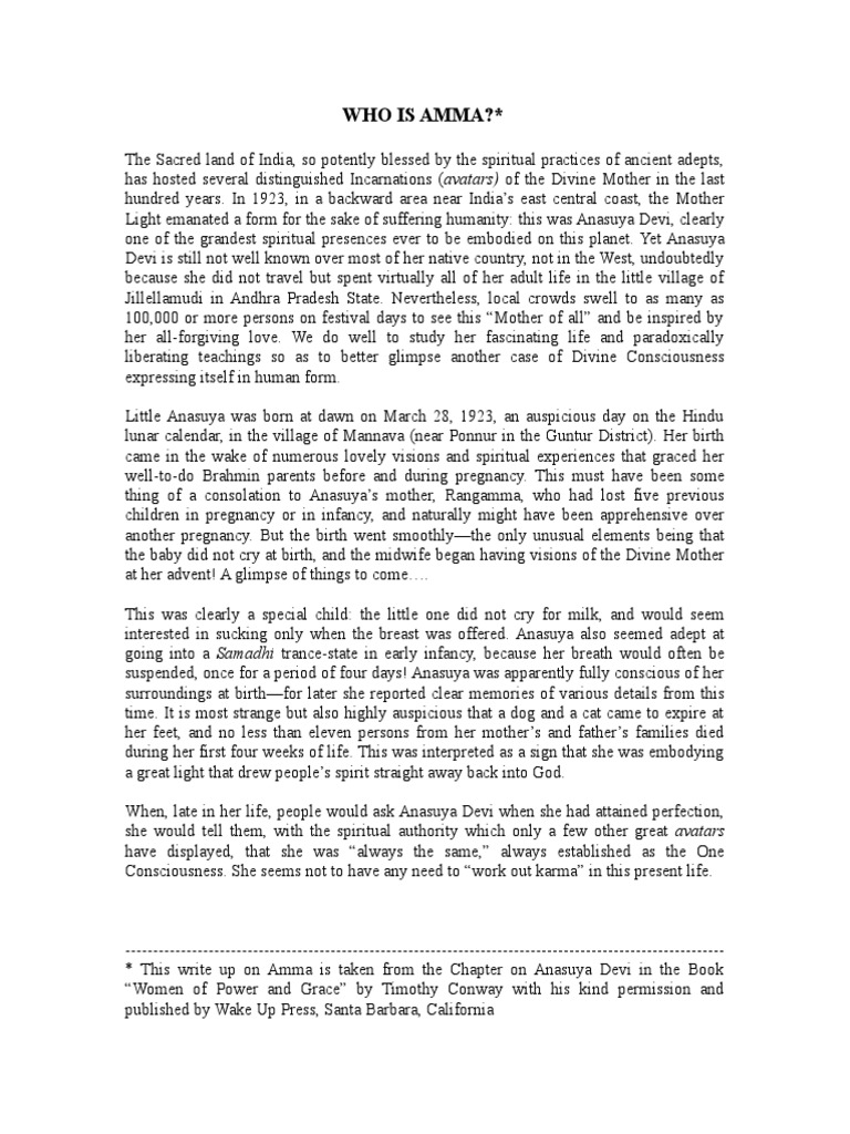 Who Is Amma | Download Free PDF | Transcendence (Religion) | Devi