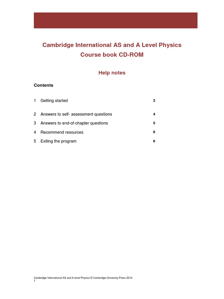 Cambridge International AS and A Level Physics Course Book CD-ROM | PDF ...