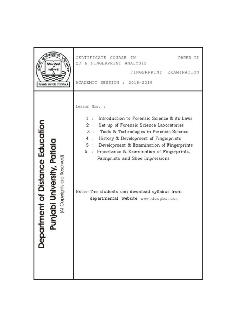 Fingerprint Analysis Examination Paper II, L 1-6 PDF | PDF | Forensic ...
