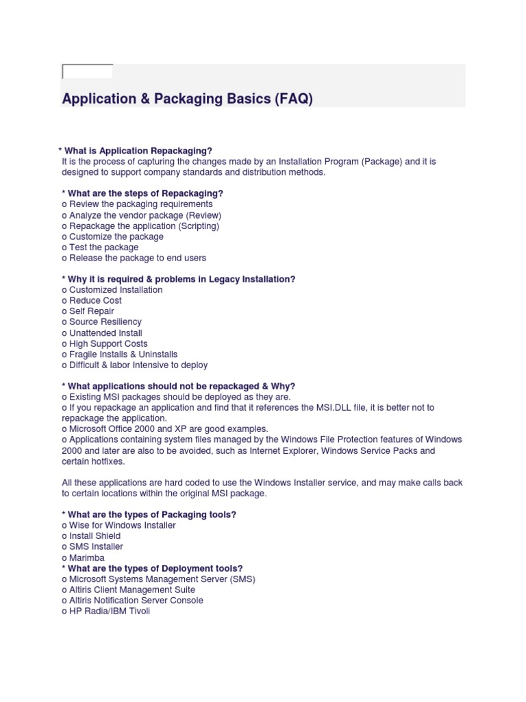 Application & Packaging Basics (FAQ) | PDF | Windows Registry | Group ...