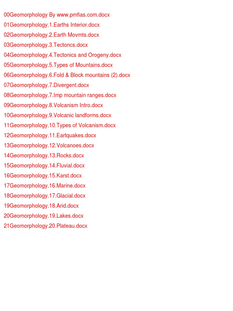 Geomorphology Notes by PMFIAS PDF | PDF | Plate Tectonics | Weathering