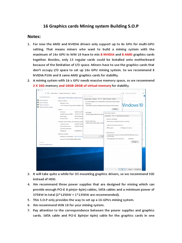 16 Graphics Cards Mining System Building S.O.P Notes:: 8 Nvidia 8 Amd ...