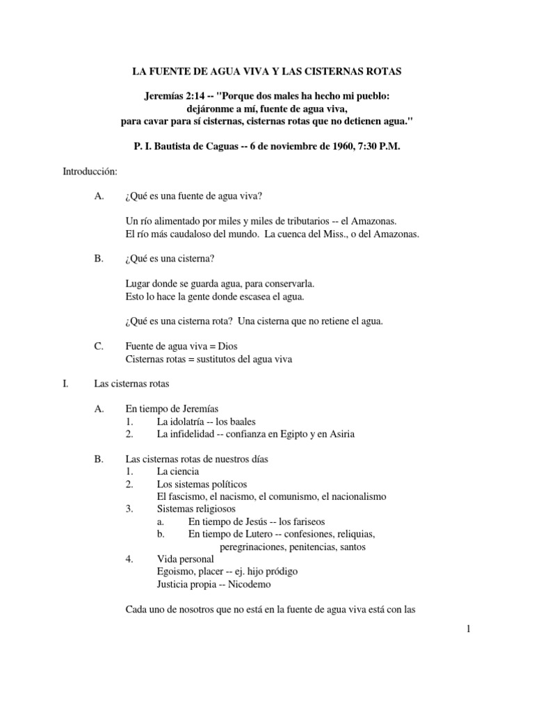 73 - La Fuente de Agua Viva y Las Cisternas Rotas | PDF | Creencia ...