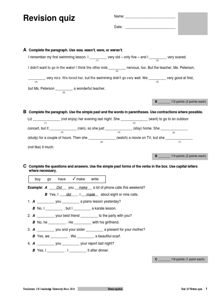 Level 2 Revision Quiz For Final Exam | PDF