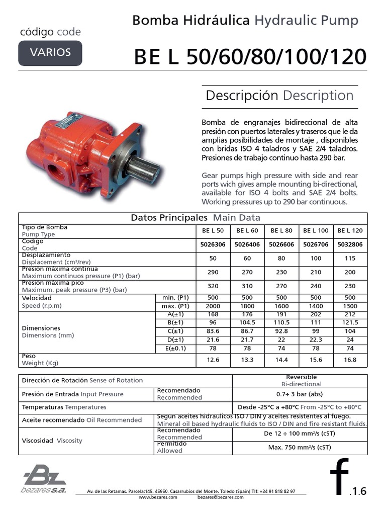 Bomba Engranajes Be | PDF | Mecánica de Medios Continuos | Máquinas