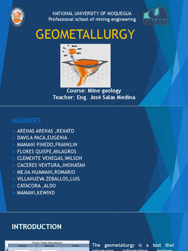 Geometallurgy: National University of Moquegua Professional School of Mining Engineering | PDF ...