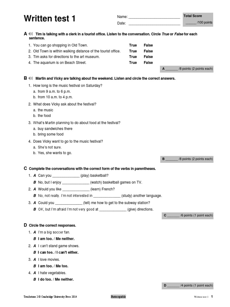 Blue Book Written Test 1 | PDF