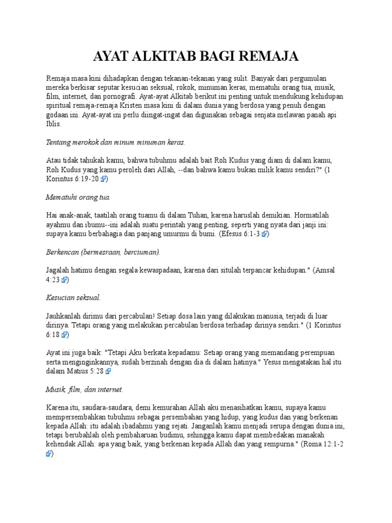 Ayat Alkitab Bagi Remaja | PDF