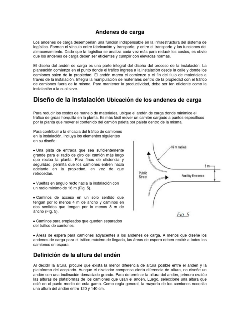 Dimensiones y diseño de andenes de carga | PDF | Camión | Logística