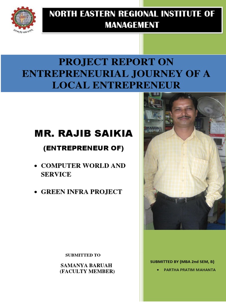 Project Report On Entrepreneurial Journey of A Local Entrepreneur ...