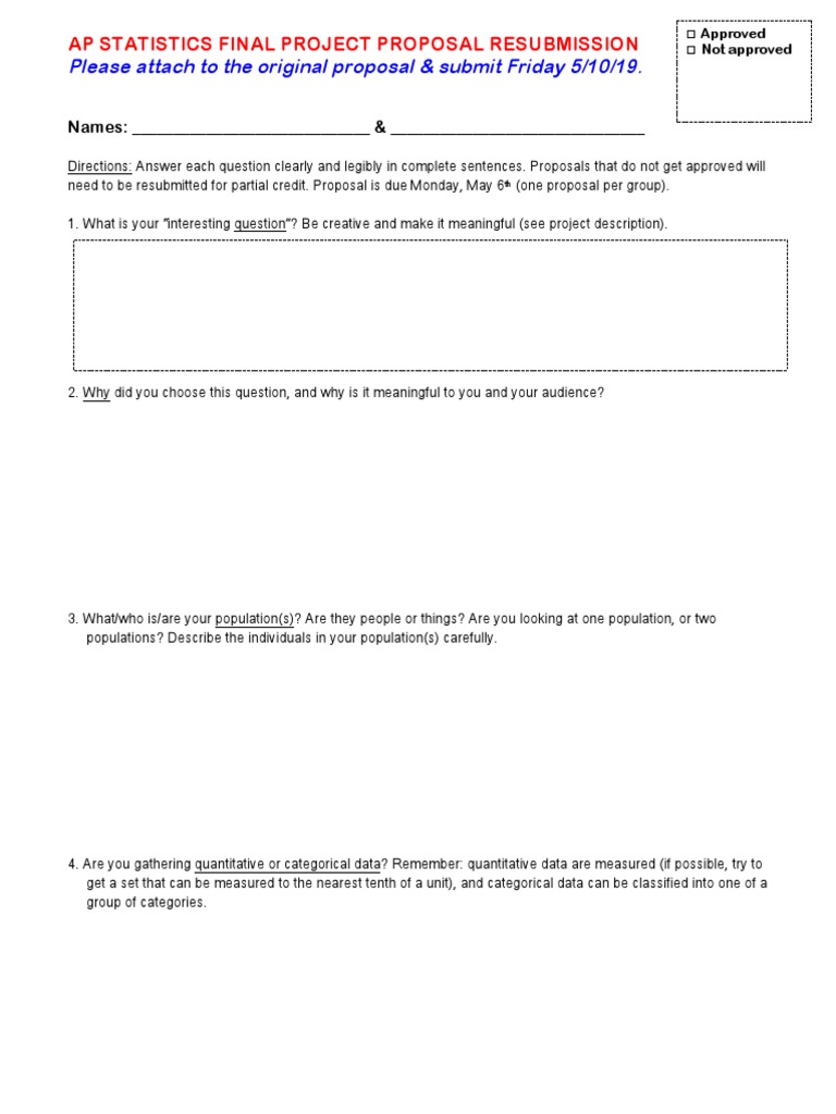 Ap Statistics Final Project Proposal Resubmission | PDF | Statistical ...
