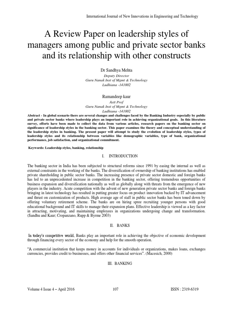 Leadership Style and Organizational Performance A Comparative Study Between Transformational and ...