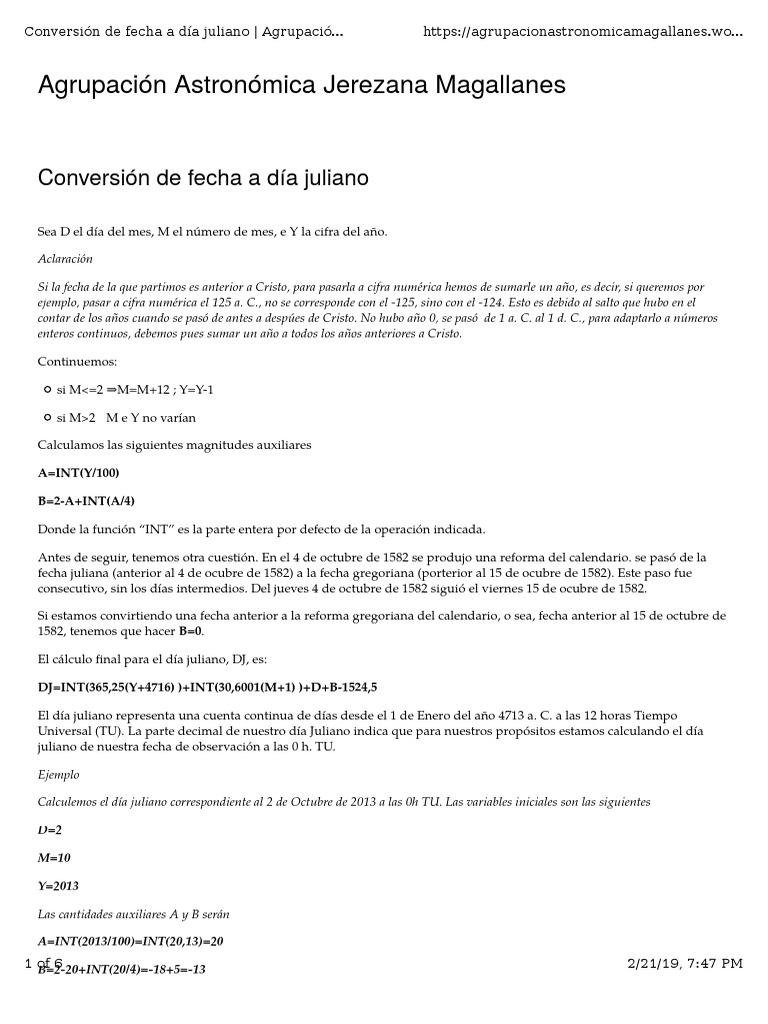 Conversión de Fecha A Día Juliano | PDF | Calendario | Informática y ...