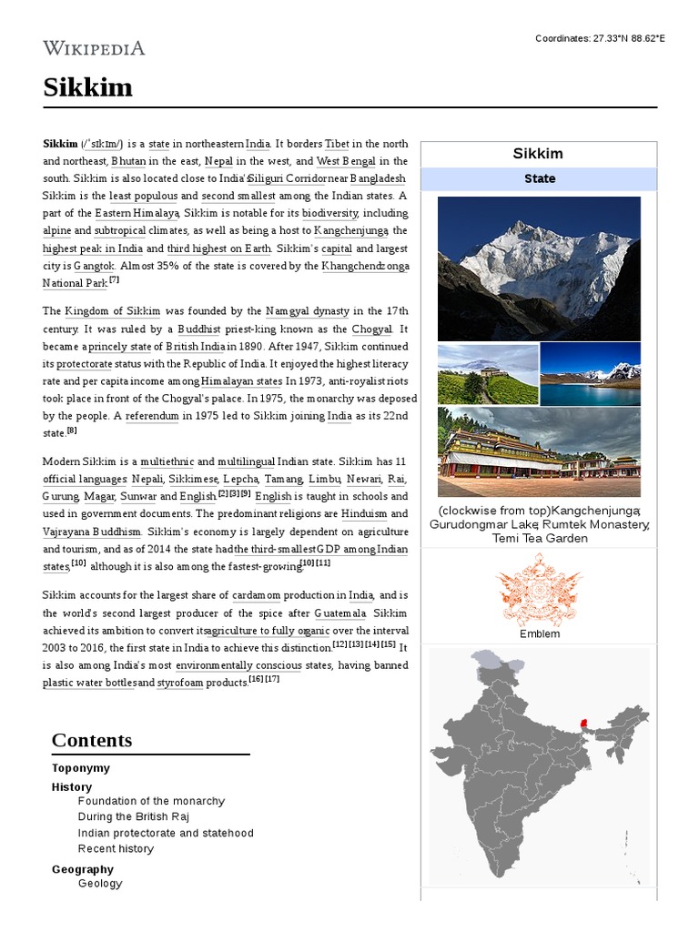 Sikkim | PDF | Religion And Belief | Nature