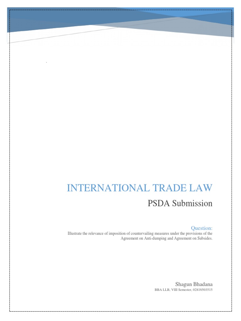 Agreement On Subsidies and Countervailing Measures | PDF | Dumping ...