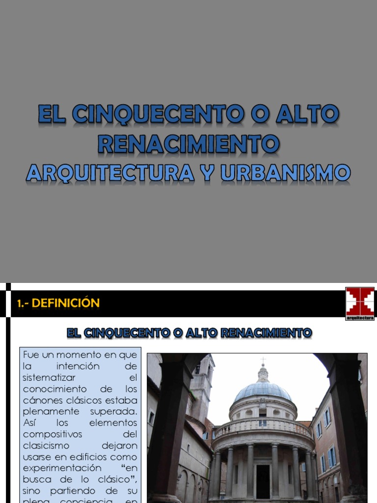 El Cinquecento o Alto Renacimiento - Arquitectura y Urbanismo | PDF ...
