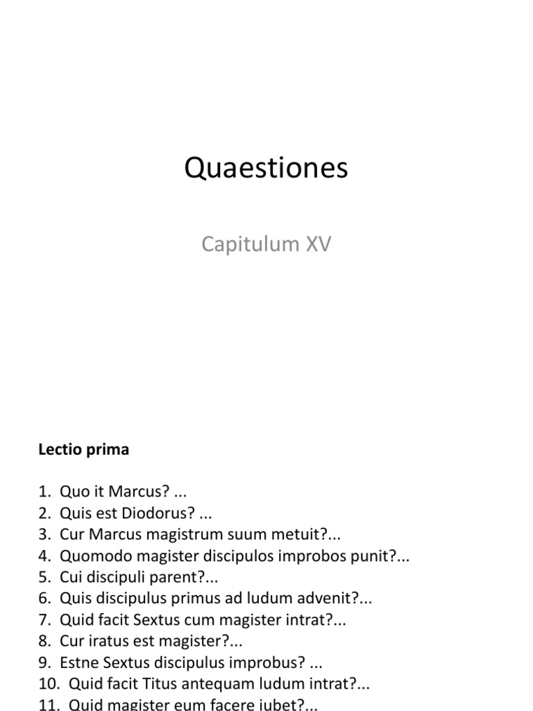 Capitulum 15 (Quaestiones) | PDF