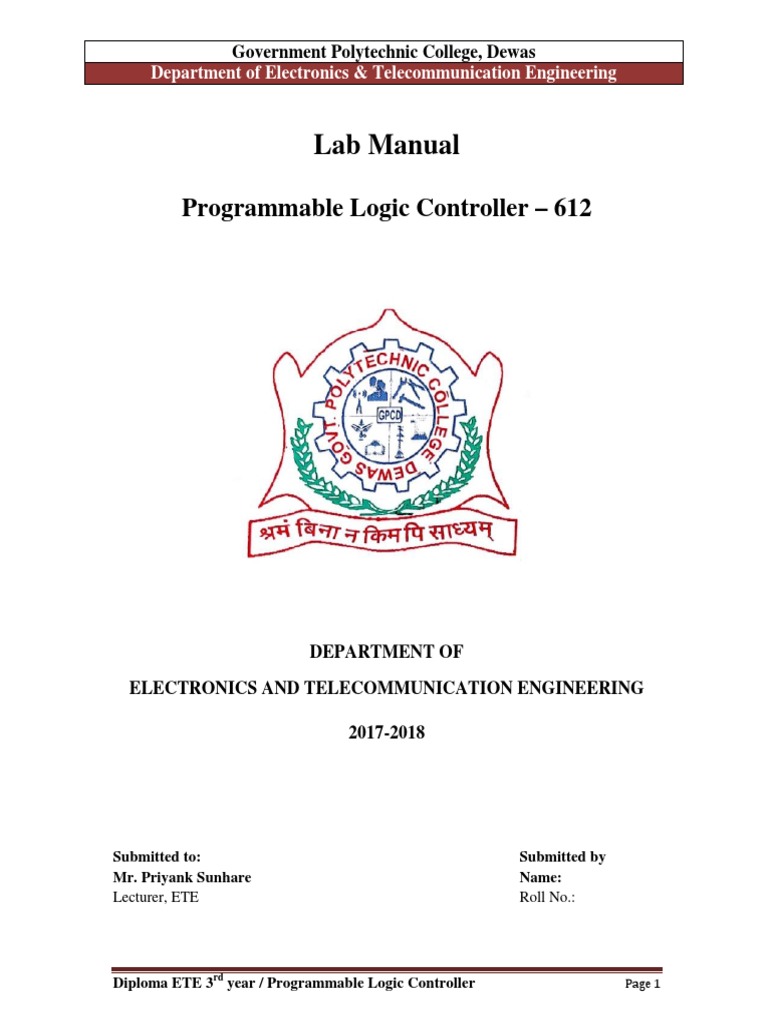 PLC 612 Lab Manual | PDF | Programmable Logic Controller | Computer Program