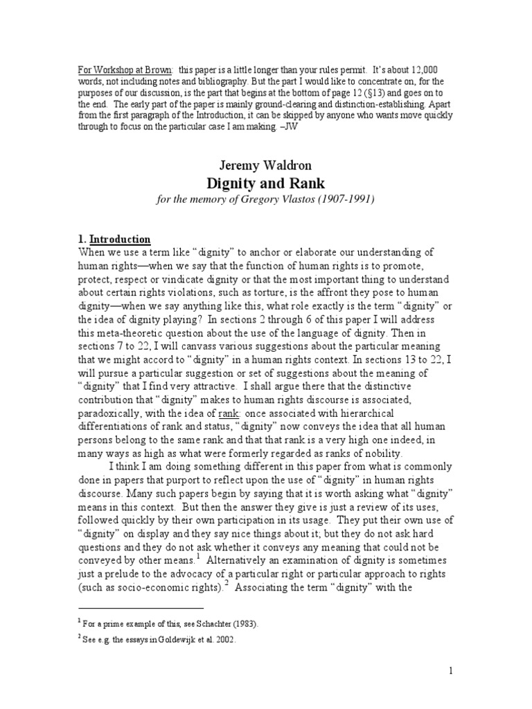 Dignity and Rank5 WALDRON Brown | PDF | Dignity | Image Of God