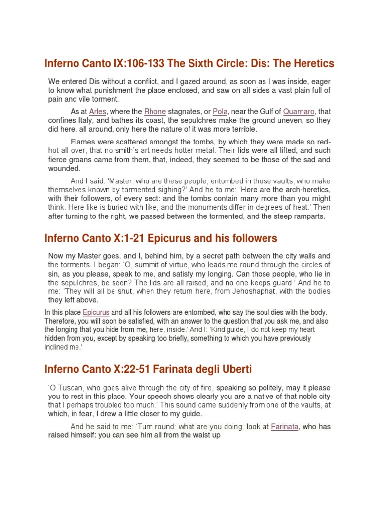 Inferno Canto IX | PDF | Inferno (Dante) | Minotaur
