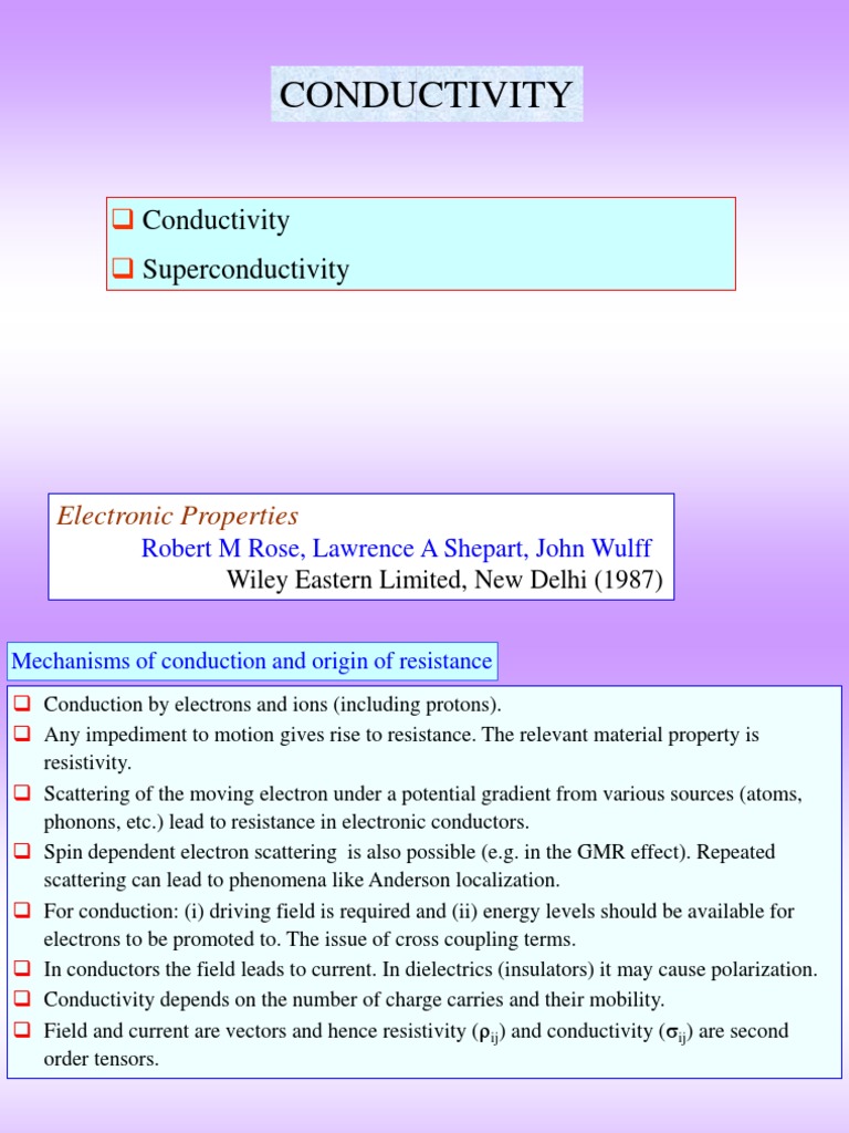 Conductivity and Resistance Mechanisms | PDF | Electrical Resistivity And Conductivity ...
