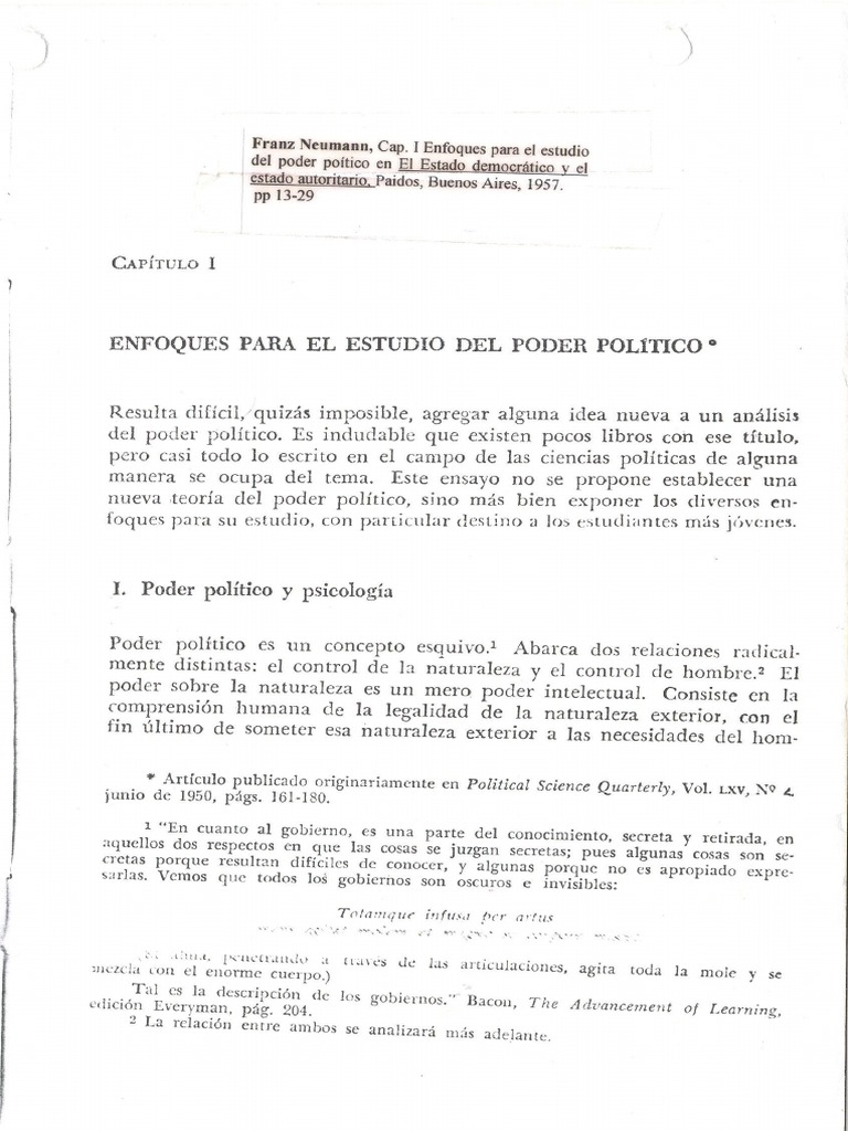 Franz Neumann. Enfoques para El Estudio Del Poder Político | PDF ...