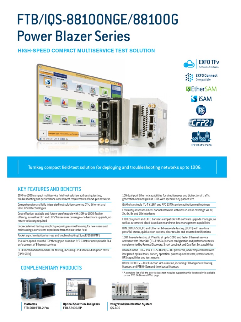 Exfo Spec-Sheet Ftb-Iqs-88100nge-88100g Lite v1 en | PDF | Computer Network | Transmission ...