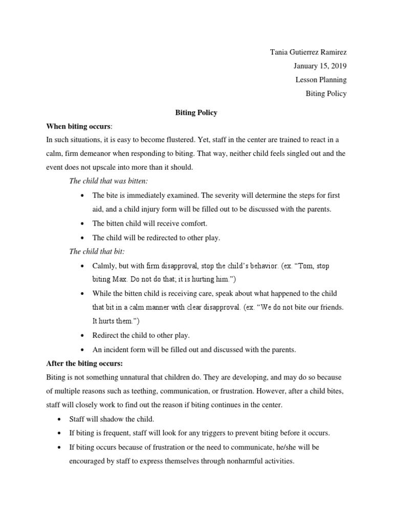 Biting Policy | PDF | Psychological Concepts | Behavioural Sciences