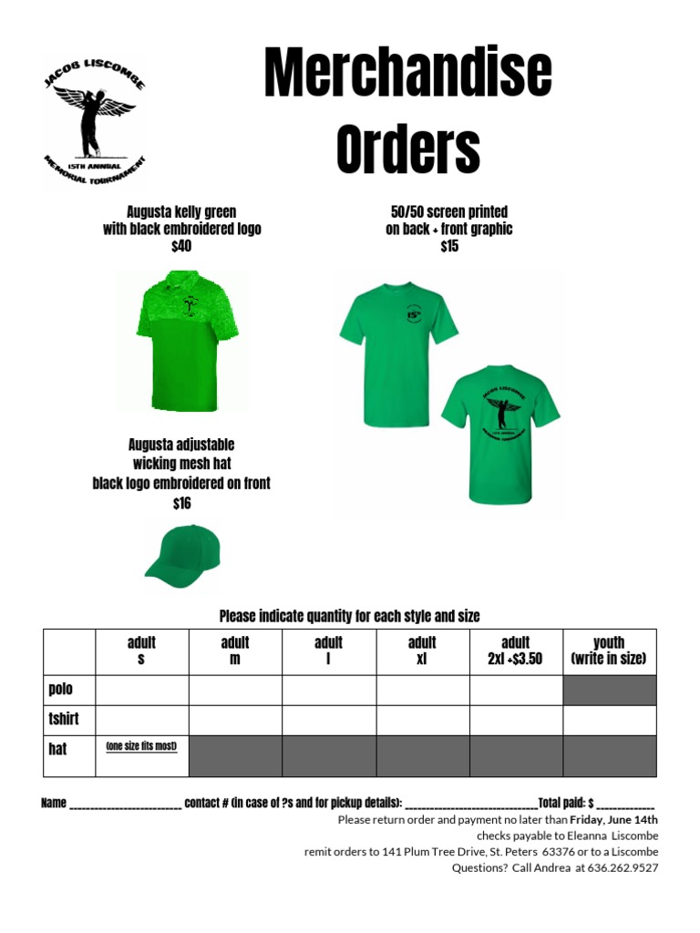 2019 Merchandise Order 1 | PDF