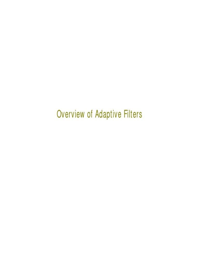 Overview of Adaptive Filters Overview of Adaptive Filters | PDF ...