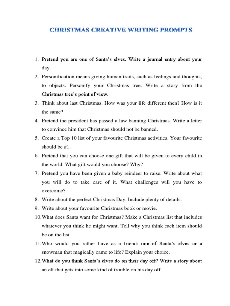Christmas Creative Writing Prompts | PDF