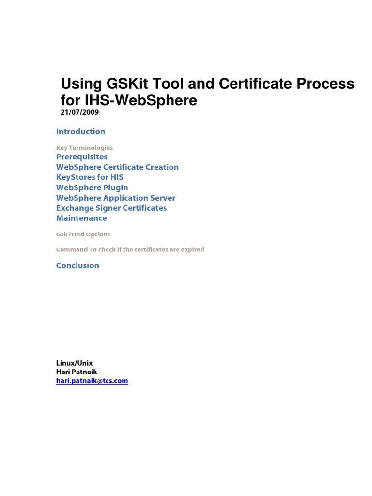 Using GSKit Tool and IHS-WebSphere Certification Process | PDF ...
