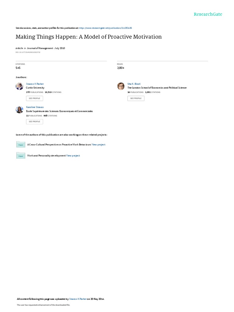 Making Things Happen A Model of Proactive Motivati | PDF | Motivation ...