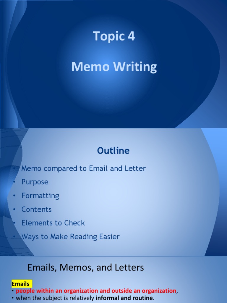 Topic 4 - Memo | PDF | Memorandum | Business
