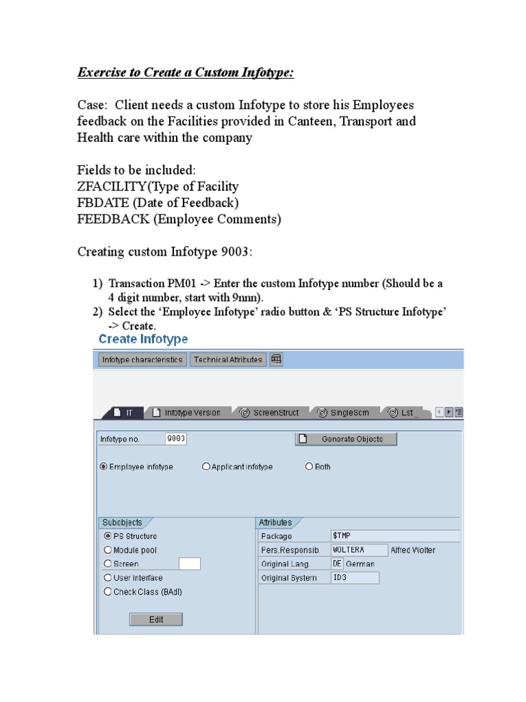 Exercise To Create A Custom Infotype | PDF
