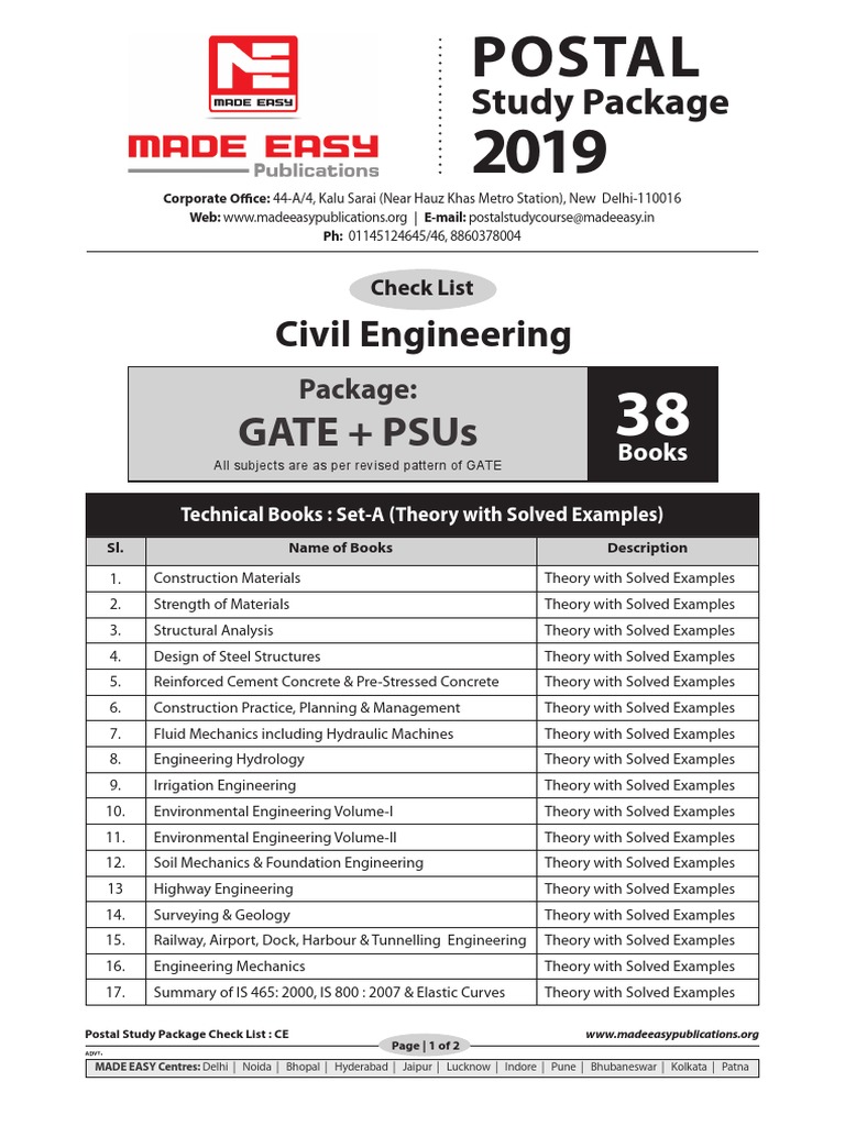 Made Easy Civil Engineering Postal Study Package 2019: A Comprehensive ...