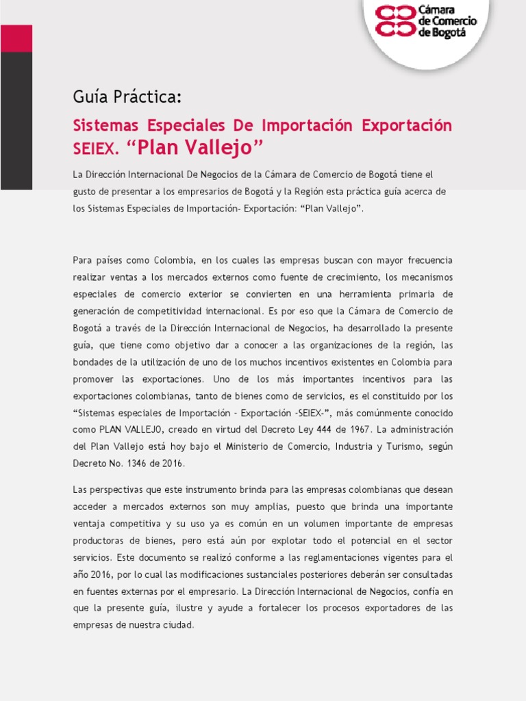 Guia Plan Vallejo | PDF | Exportaciones | Colombia