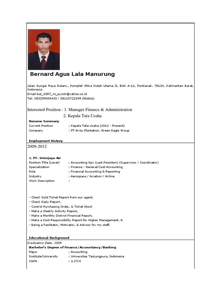 CV Bernard Manurung New | PDF | Service Industries | Business