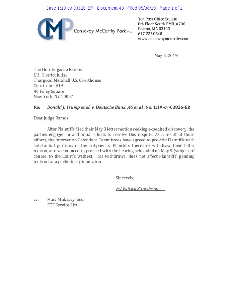Letter Subpoenas 050819 | PDF