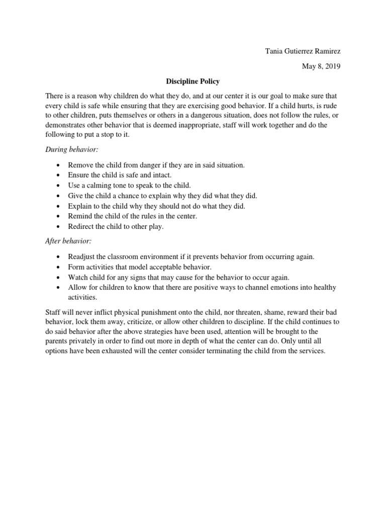 Discipline Policy | PDF | Behavioural Sciences | Applied Psychology