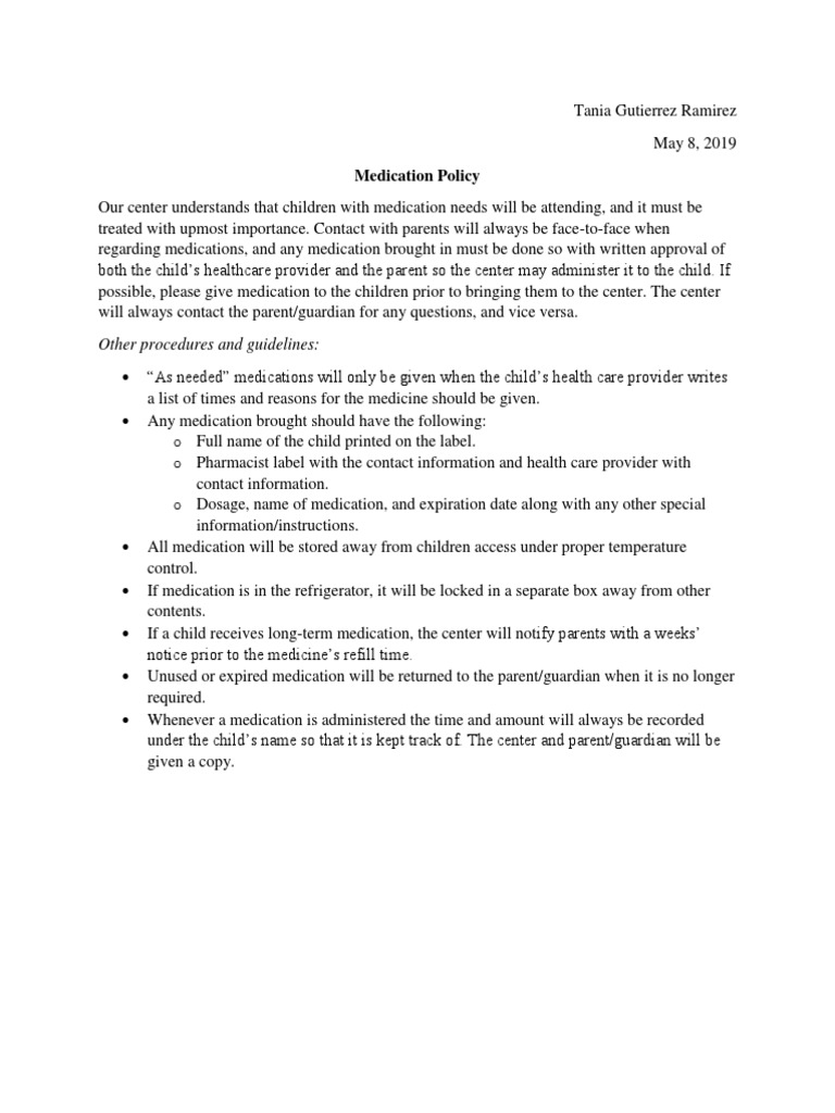 Medication Policy | PDF