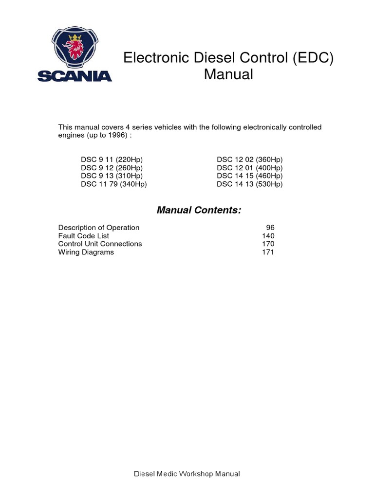 Scania Series 4 - Electronic Diesel Control - Edc Manual PDF | PDF ...
