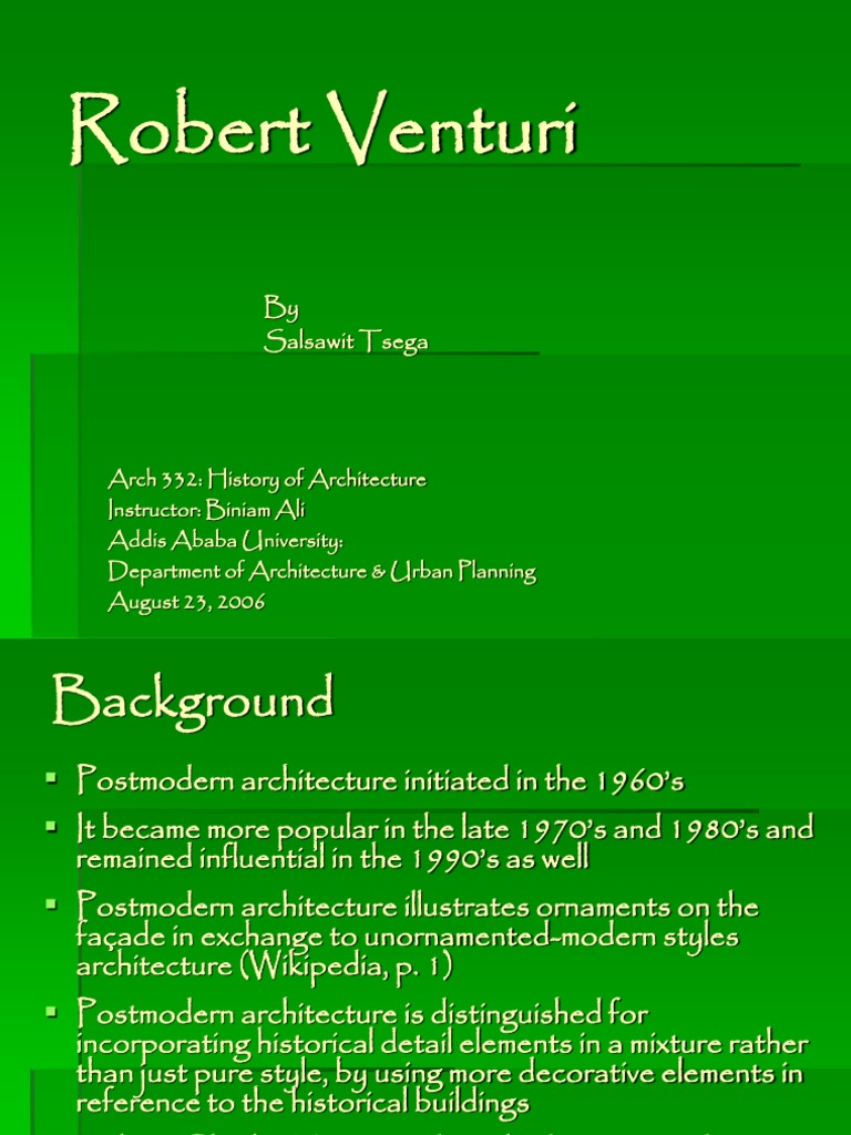 Robert Venturi: Exploring the Life and Works of a Prominent Postmodern ...