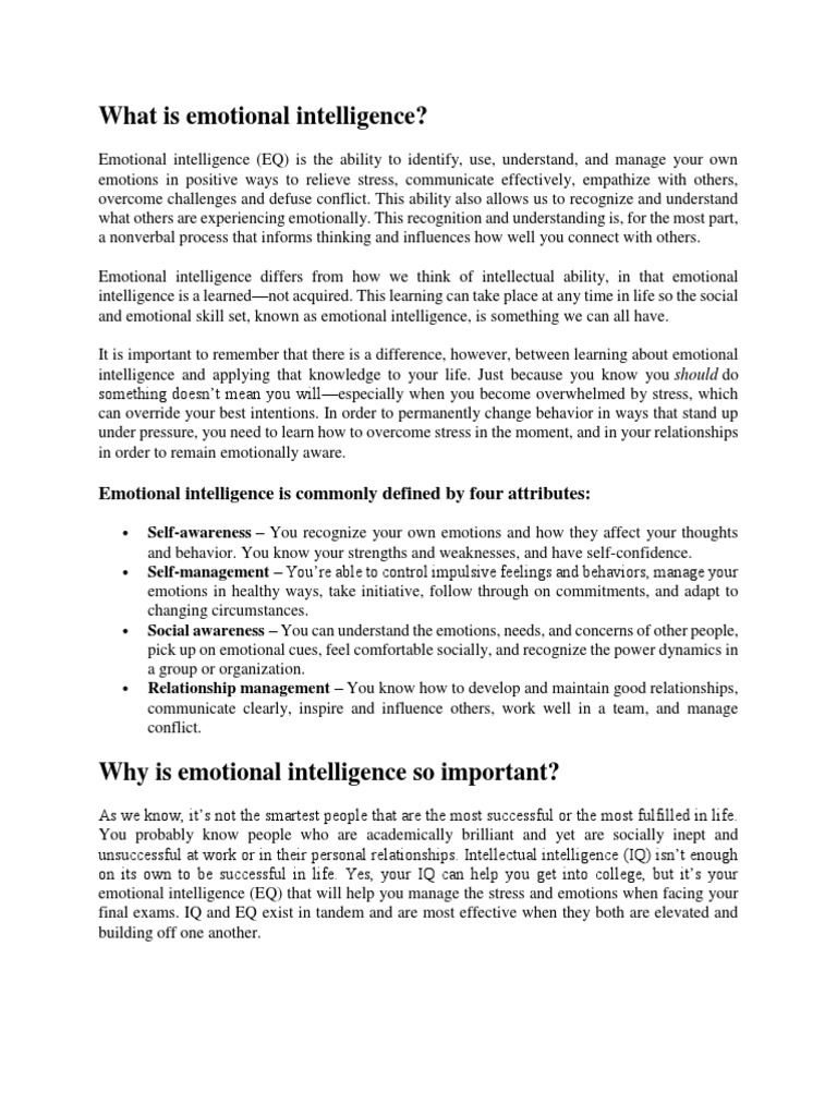 What Is Emotional Intelligence | PDF | Mindfulness | Emotions