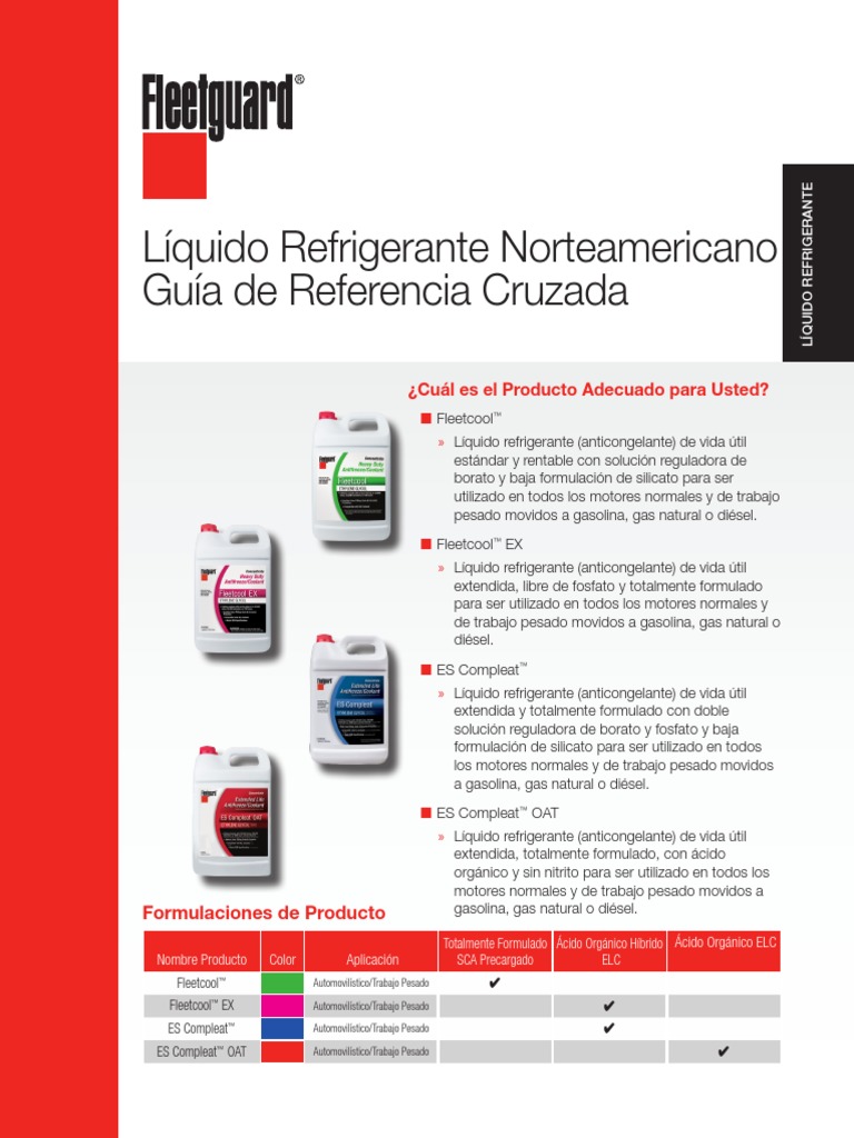 LT36262 Coolant Cross Reference Considerações 09.09 | PDF | Sustancias ...