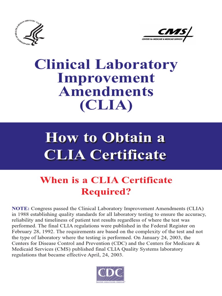 CLIA Certification Guide | PDF | Joint Commission | Health Economics